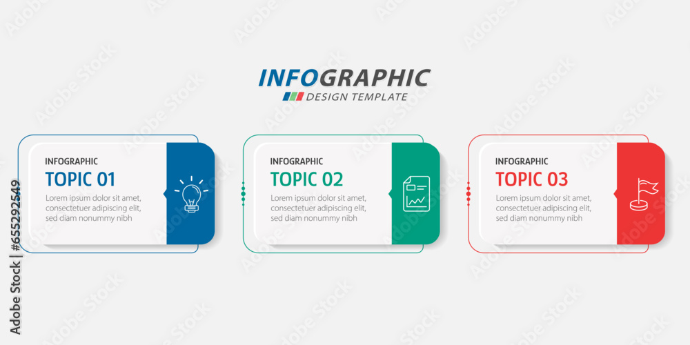 Timeline Creator infographic template. 3 Step timeline journey, calendar Flat simple ...