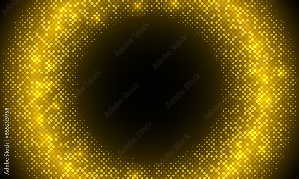 Gold Halftone round frame. Golden luxury Halftone circle logo. Dots ...