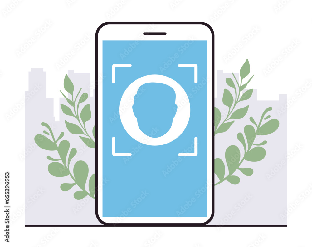 Biometric ID face verification access recognition facial scan concept ...