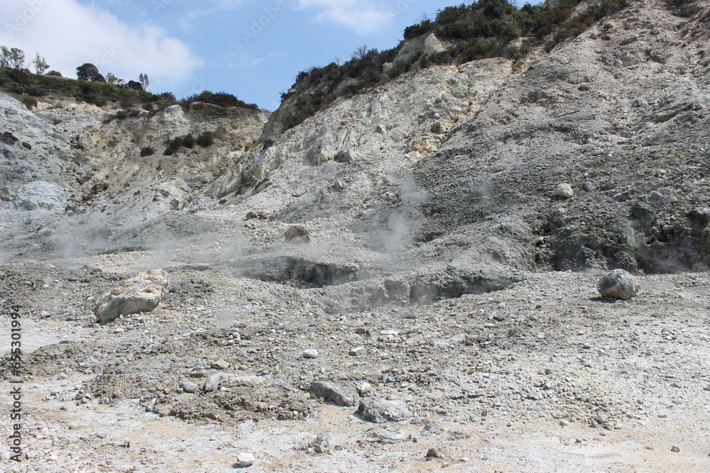 Pozzuoli, the super active volcano of the Campi Flegrei. The solfatara ...