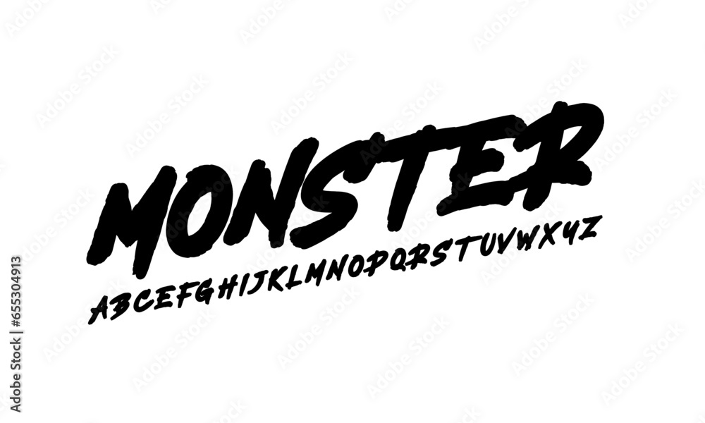 Hand Lettering Sketch Font. Brush Font. Rough Font. Vector alphabet Stock Vector | Adobe Stock