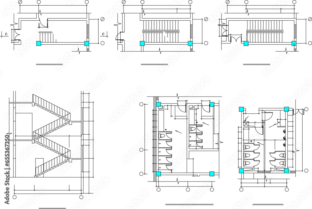 Vector sketch illustration of architectural design of emergency stairs ...