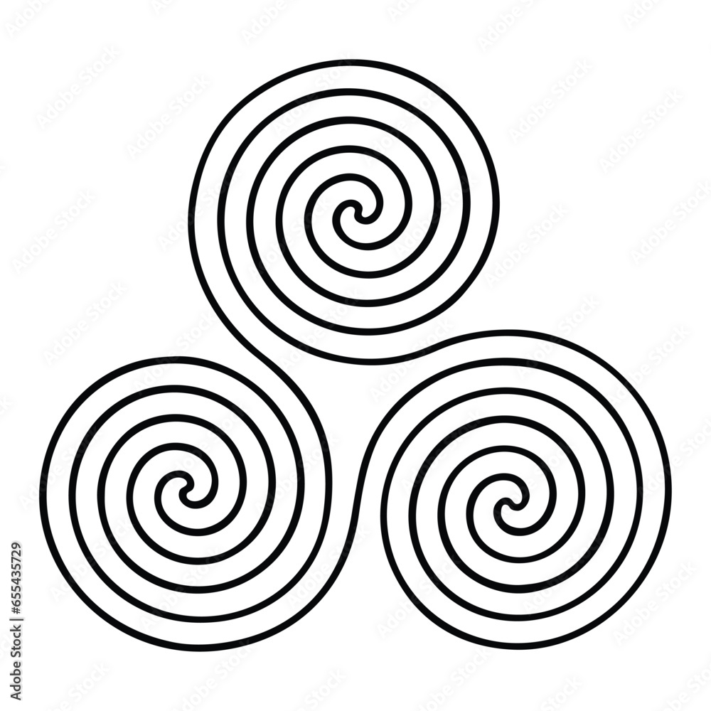 Triskelion symbol isolated on transparent background. Neolithic triple ...