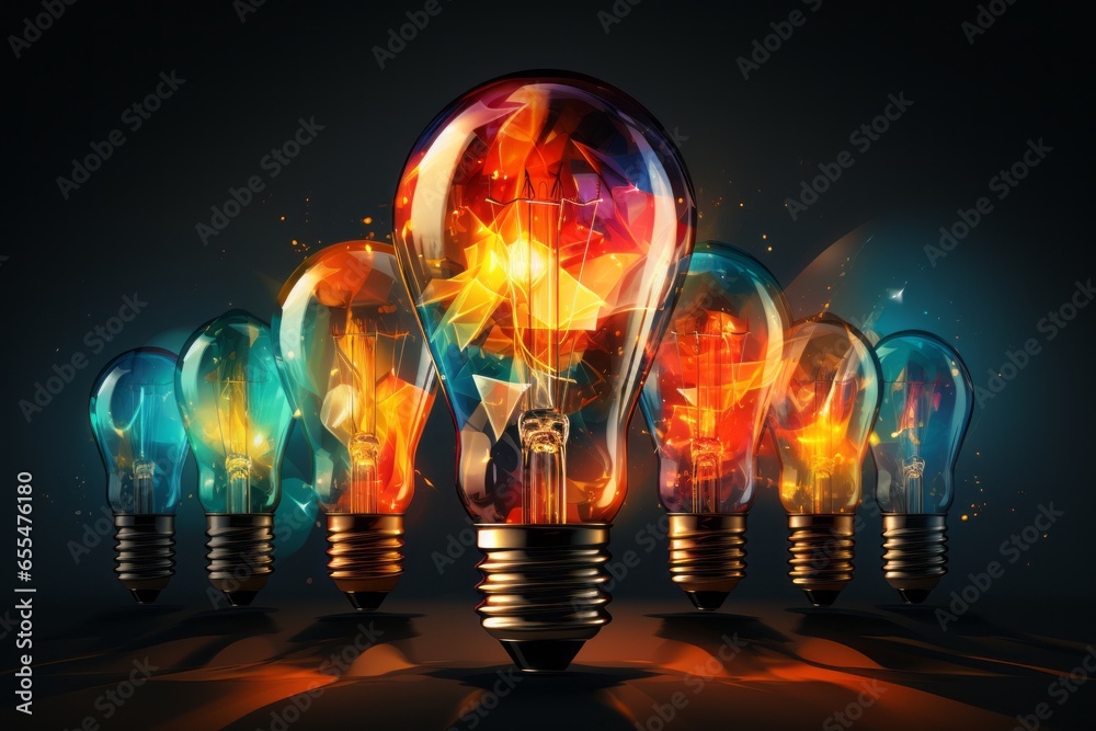 Light Bulb Illustration: Bright, Glowing, Creative, Futuristic Concept ...