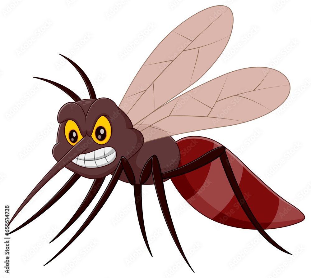 Angry mosquito cartoon. Vector illustration Stock Vector | Adobe Stock