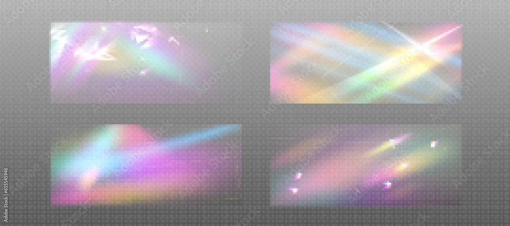 Image vectorielle Stock Crystal light rainbow hologram background with ...