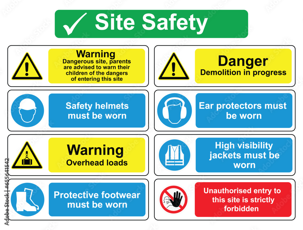 Site safety poster flat design editable. Safety sign. Mandatory sign ...