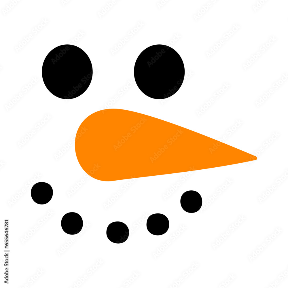 Logo snowman. Cara de muñeco de nieve con nariz de zanahoria para su ...