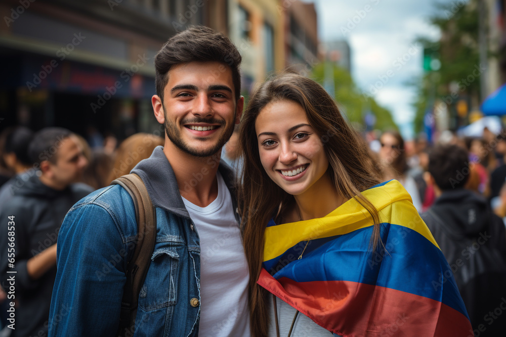 Colombian people with their flag. pride and passion through their flags ...