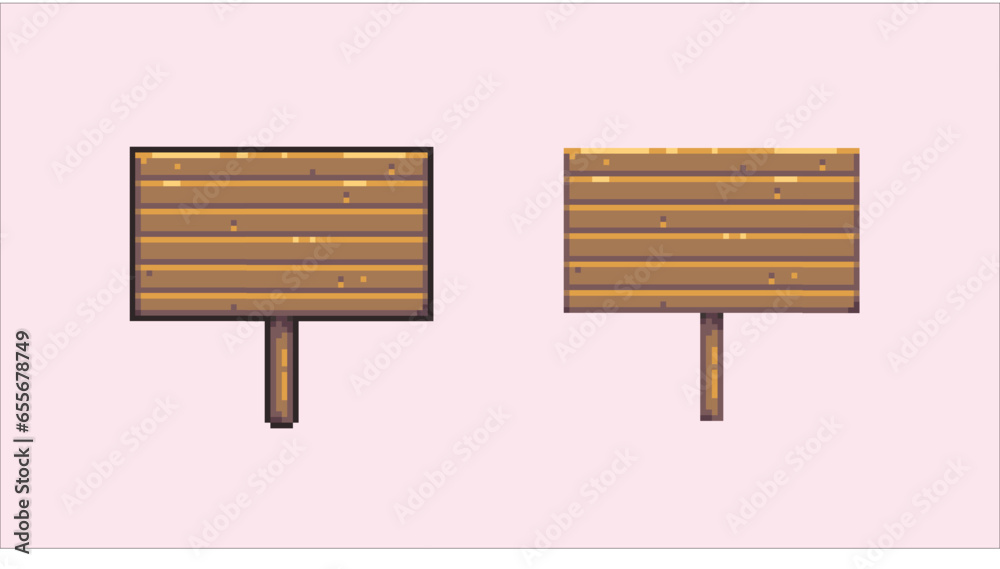 Pixelated signpost icon. Color silhouette. Front view. Editable pixels ...