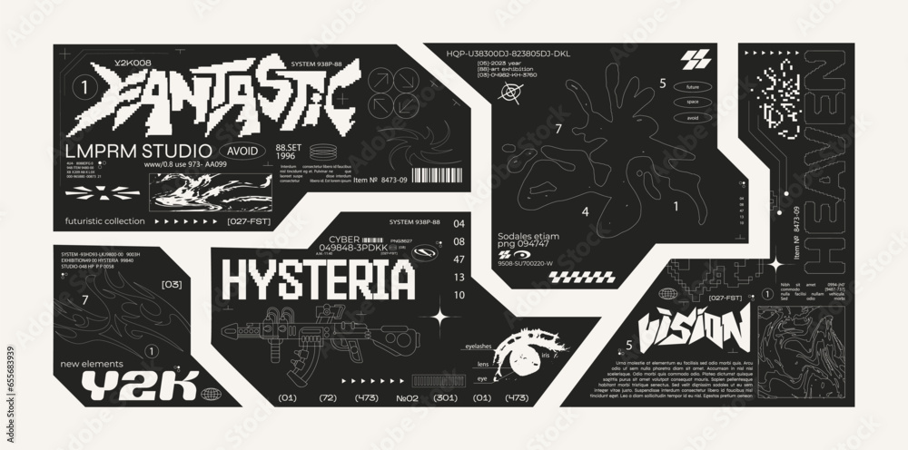 Futuristic y2k technology frame for design. HUD frames in Ski-Fi style ...