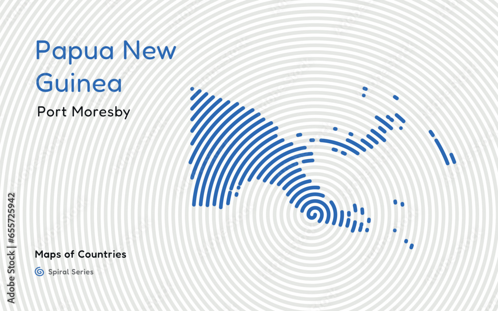 Creative map of Papua New Guinea. Political map. Port Moresby. Capital ...