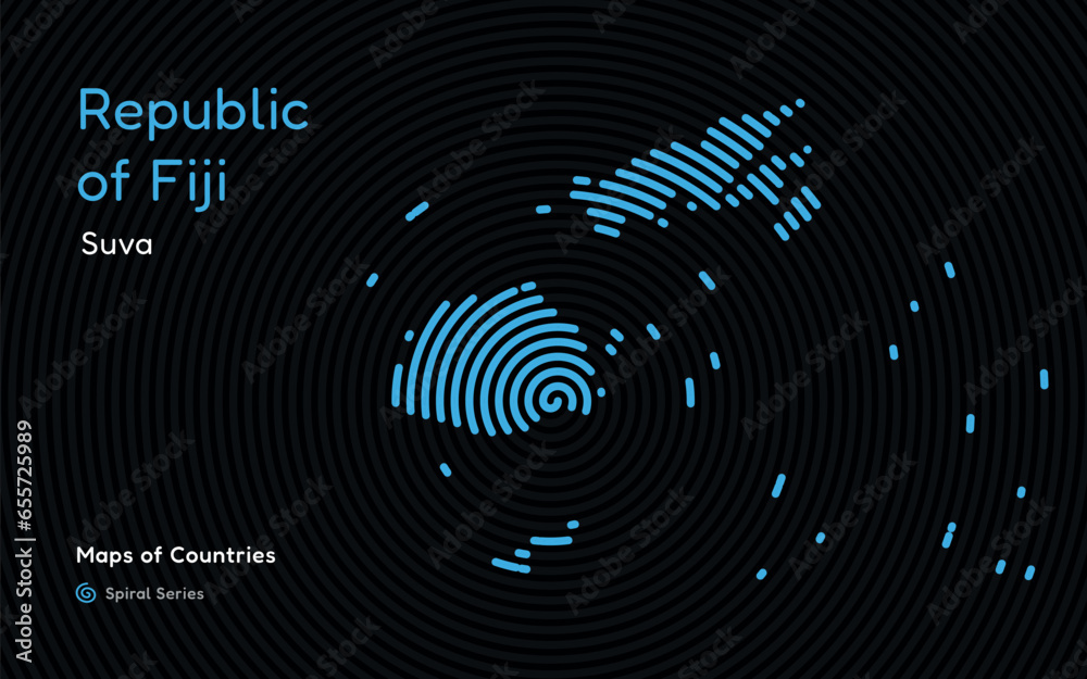 Creative map of Fiji. Political map. Suva. Capital. World Countries ...