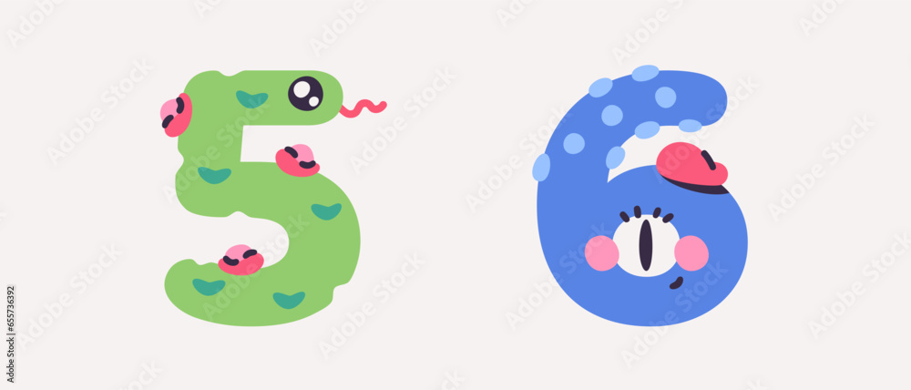 Cute funny monster numbers. Font for kids. Different symbols. Vector ...