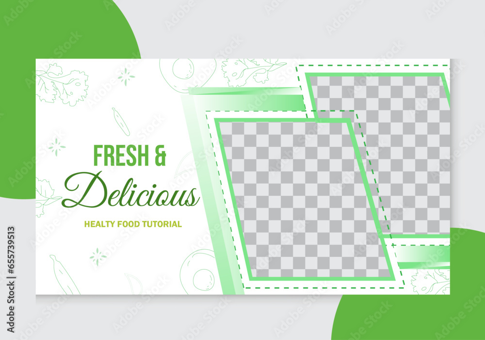 Vector de Stock Creative Food YouTube thumbnail template for Fresh and ...