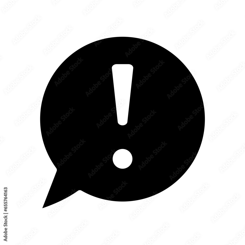 Bubble chat with exclamation mark inside for error message. Warning pop ...