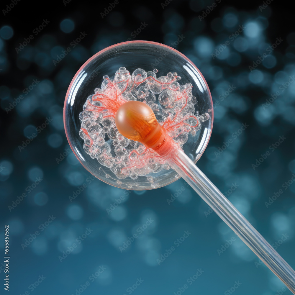 Generative AI, egg, oocyte fertilized by sperm, conception under a ...