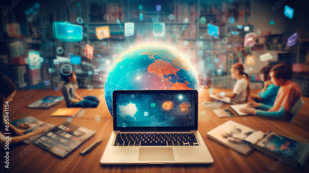 image of online education system in the modern world, new technologies ...