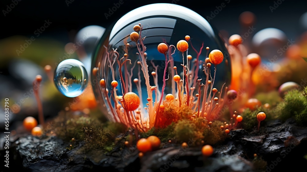 Microscopic universe. Tiny universe created by Generative AI by using ...