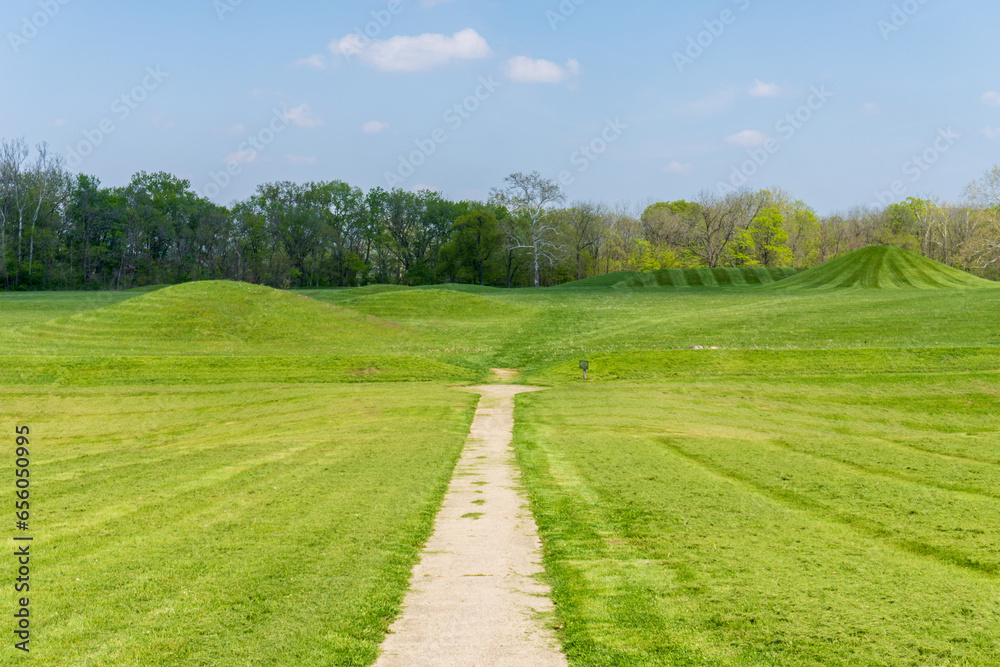 Hopewell Culture National Historical Park with earthworks and burial ...