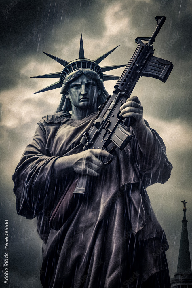 Statue of Liberty with Submachine Gun: Symbolizing America's Complex ...