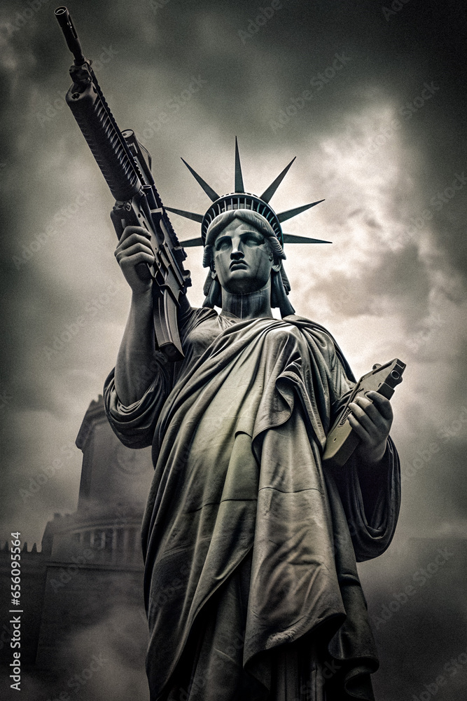 Statue of Liberty with Submachine Gun: Symbolizing America's Complex ...