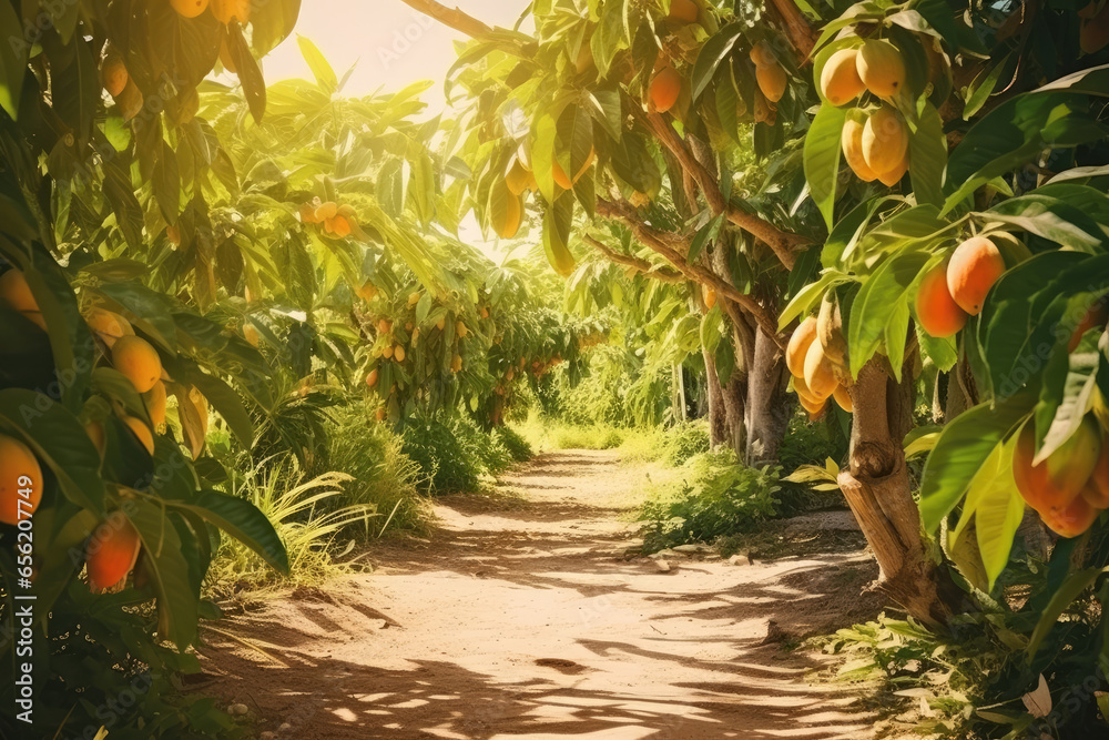 Trail in mango trees garden Stock Photo | Adobe Stock