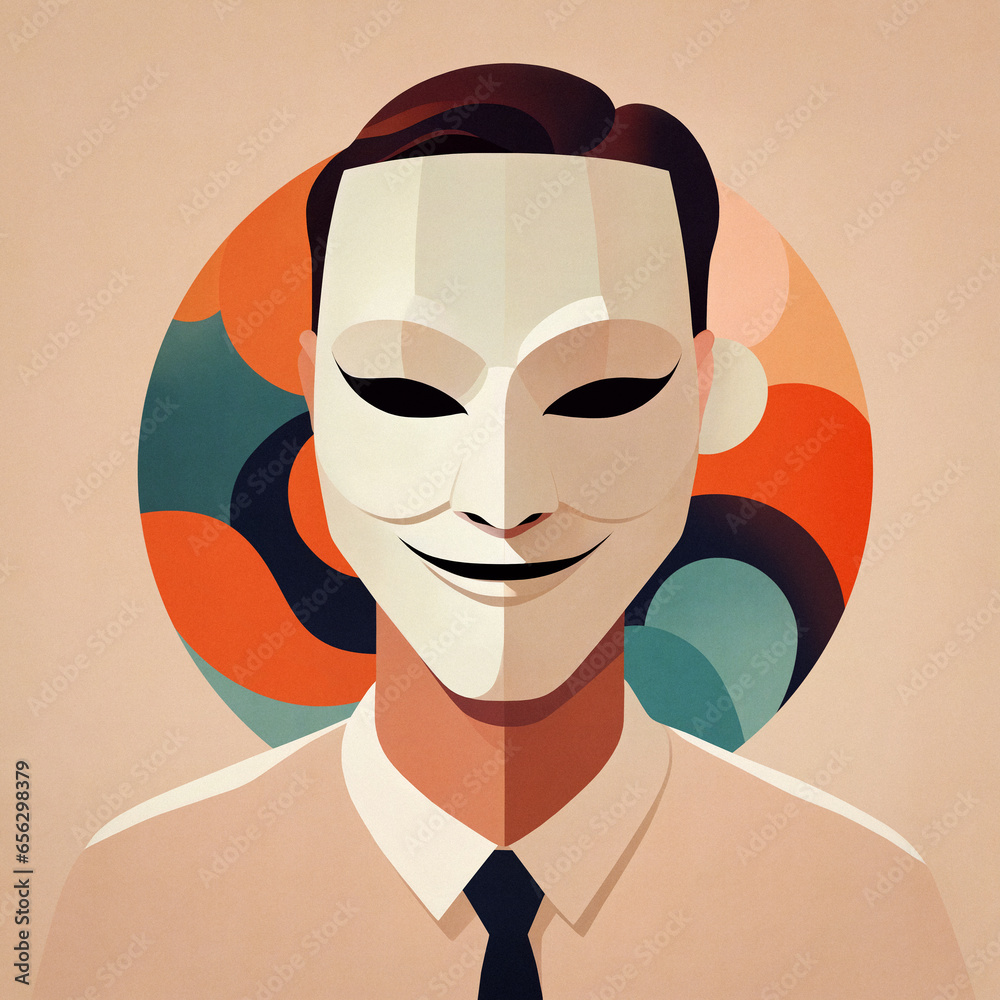 Grainy digital illustration of mysterious person concealing their ...