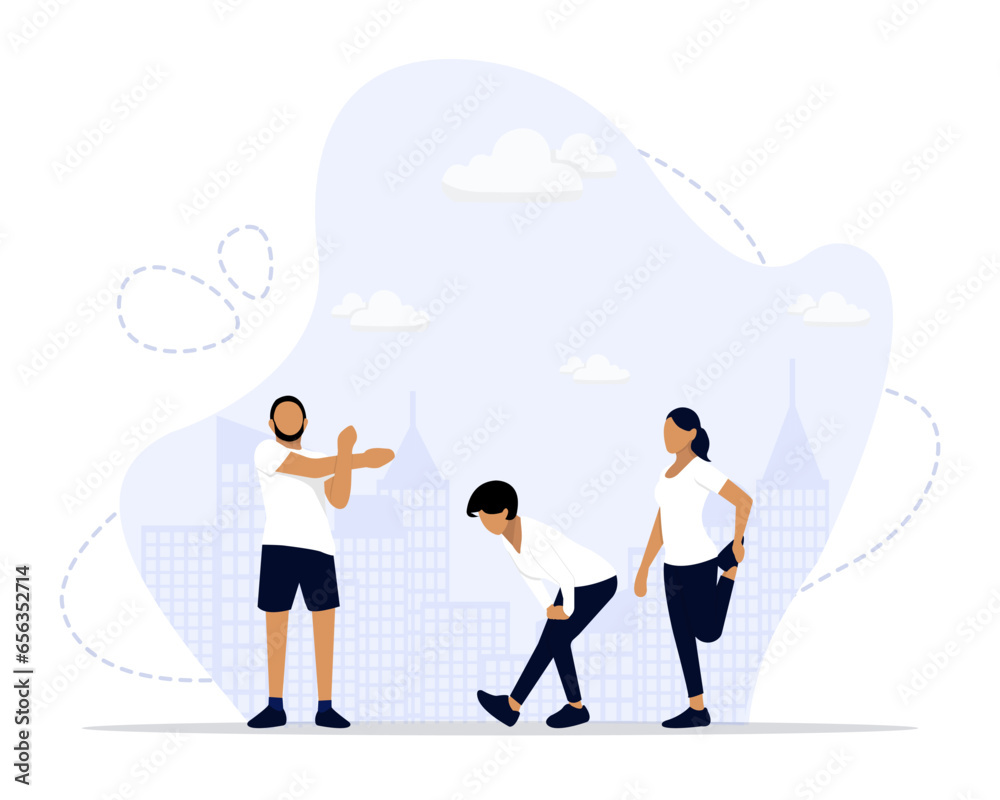 Stretching exercises concept illustration. Suitable for web landing ...