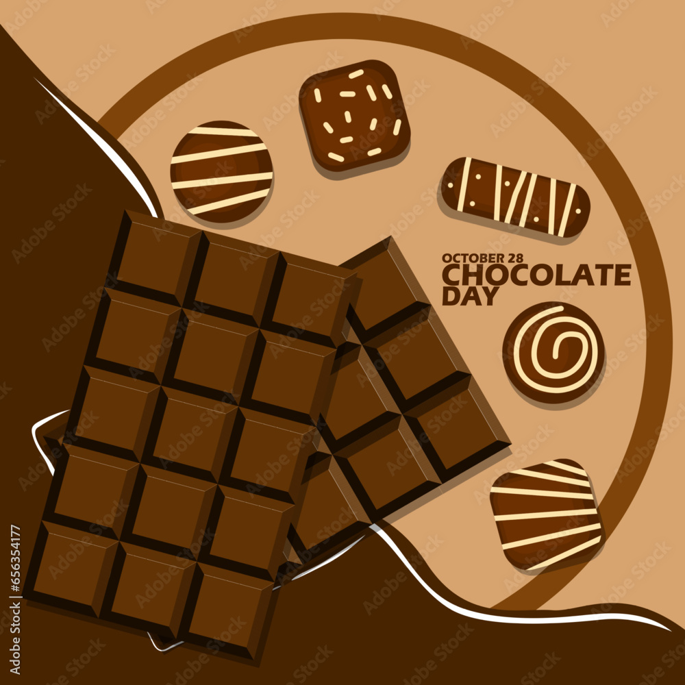 Several chocolate bars, chocolate snacks, melting chocolate and bold ...