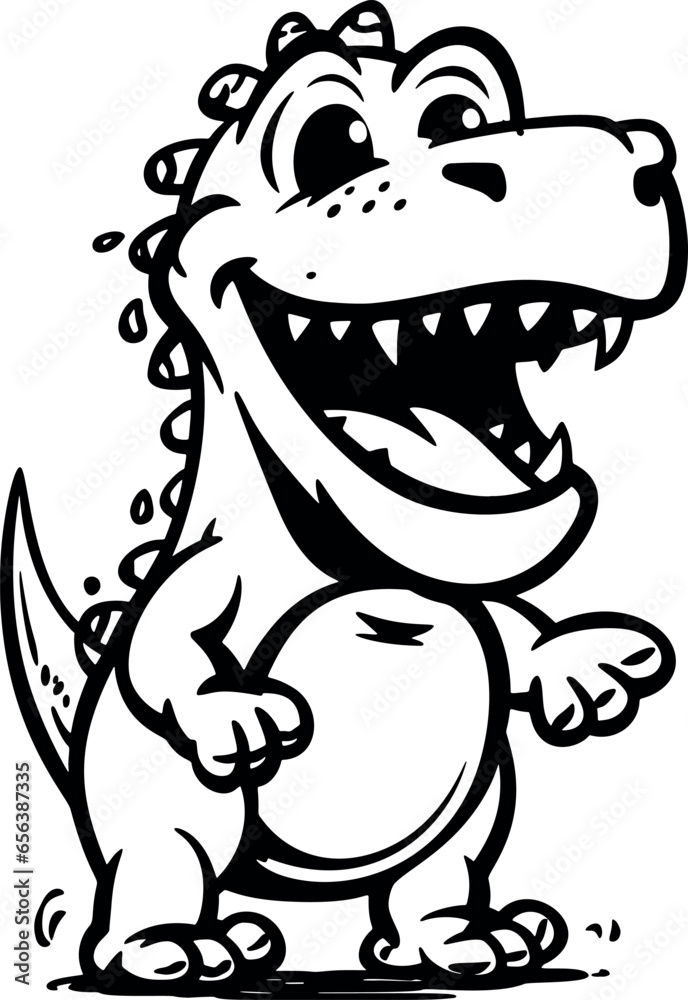 Happy cartoon dinosaur on transparent background. Generative AI Stock ...