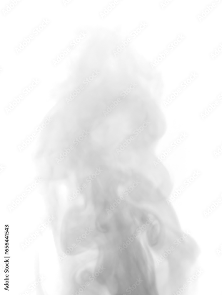 Abstract black puffs of smoke swirl overlay on transparent background ...