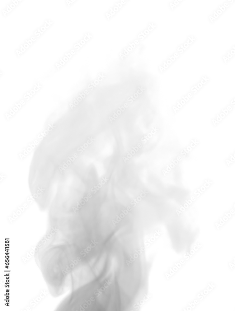Abstract black puffs of smoke swirl overlay on transparent background ...