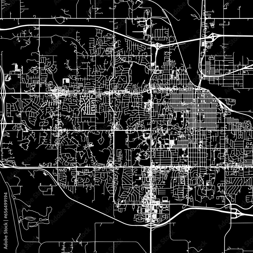 1:1 square aspect ratio vector road map of the city of Lawrence Kansas ...