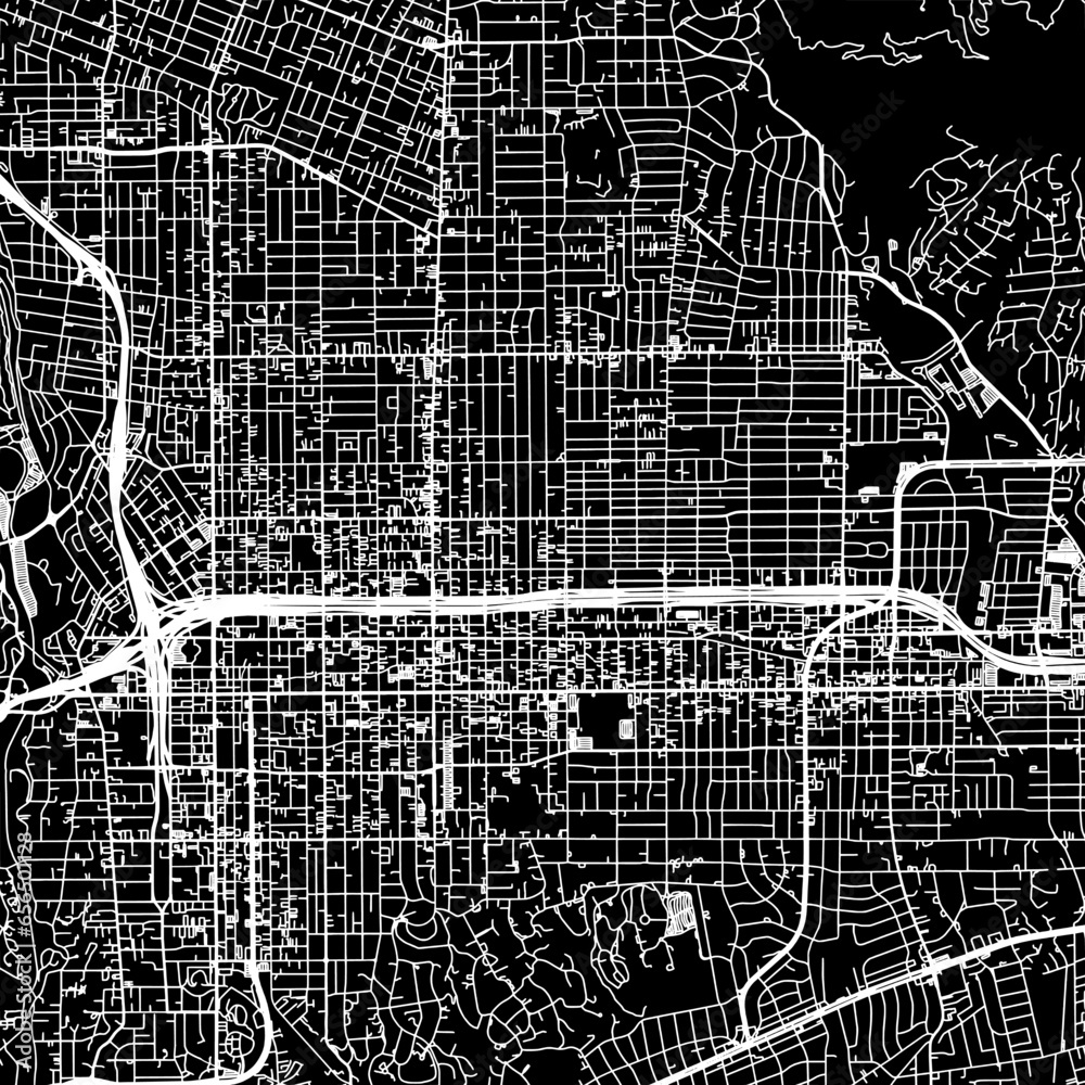 1:1 square aspect ratio vector road map of the city of Pasadena ...
