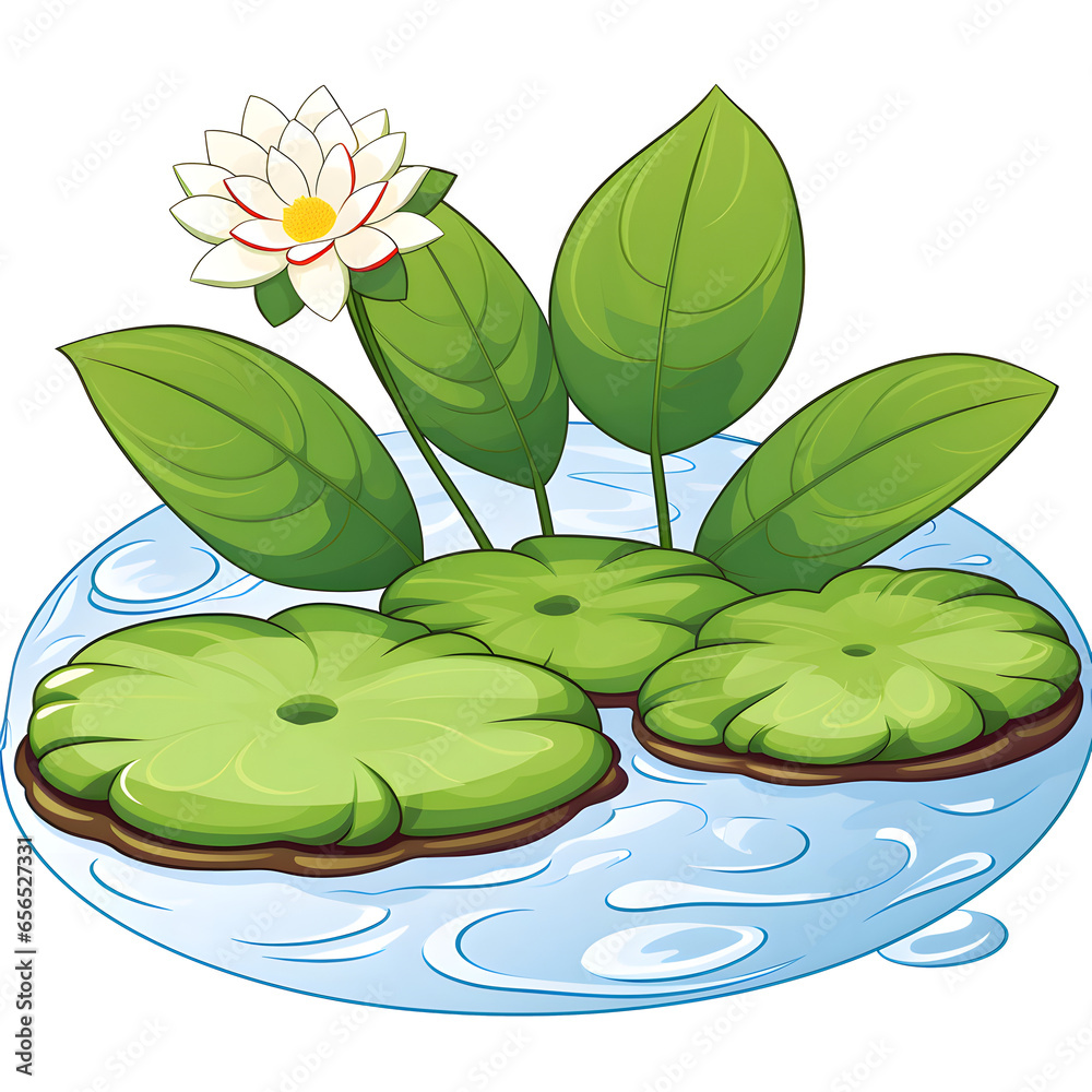Cartoon clipart of lily pad, plant clipart, nature clipart, isolated on ...