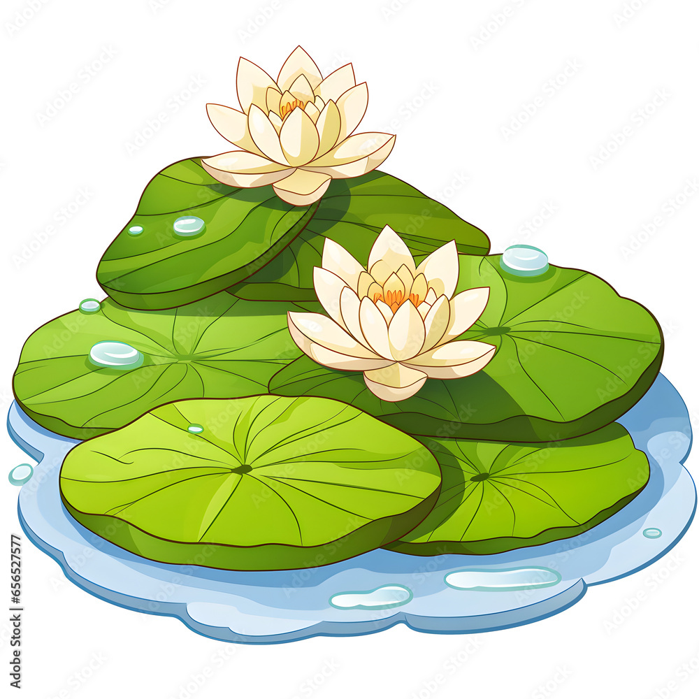 Cartoon clipart of lily pad, plant clipart, nature clipart, isolated on ...