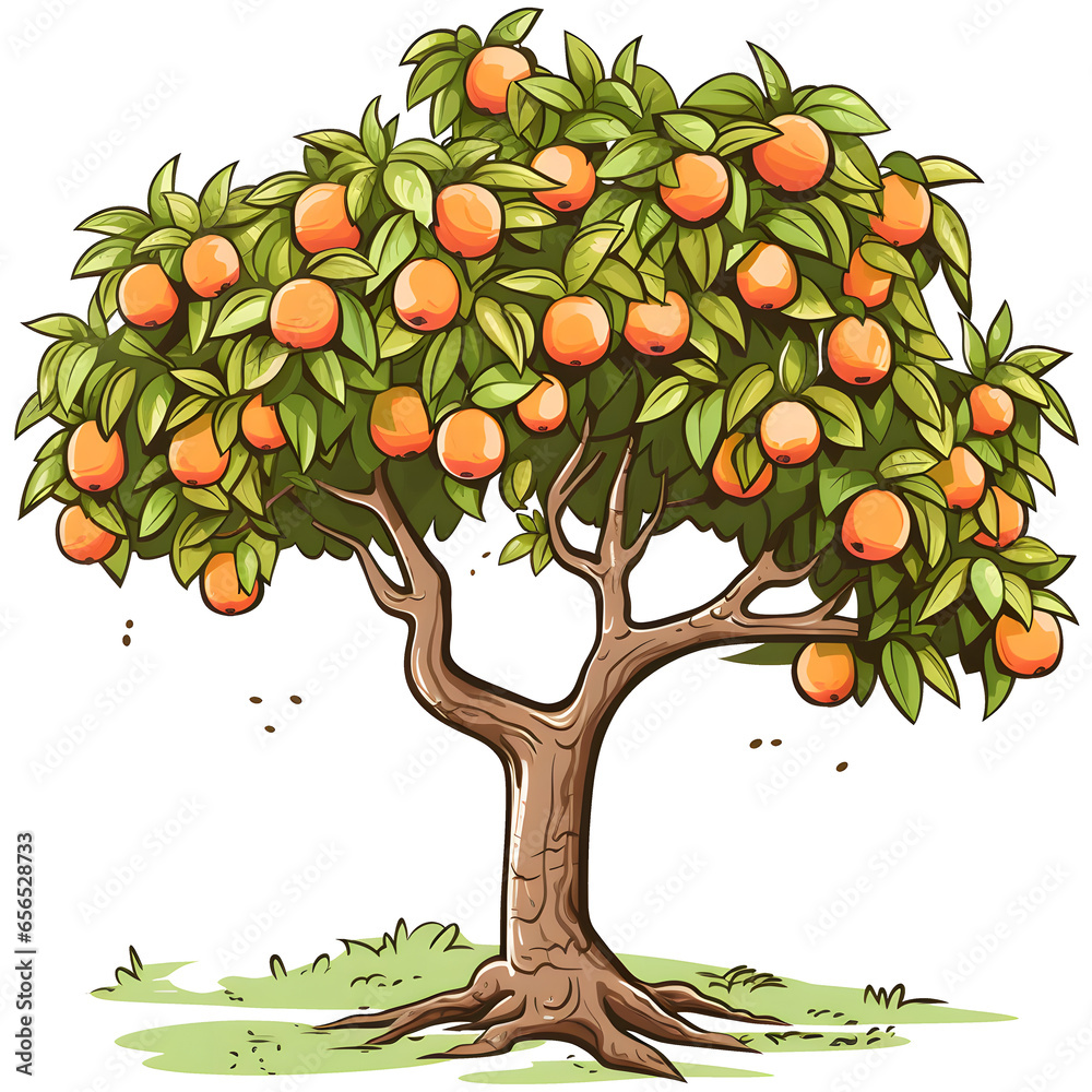 Cartoon clipart of peach tree, plant clipart, nature clipart, isolated ...