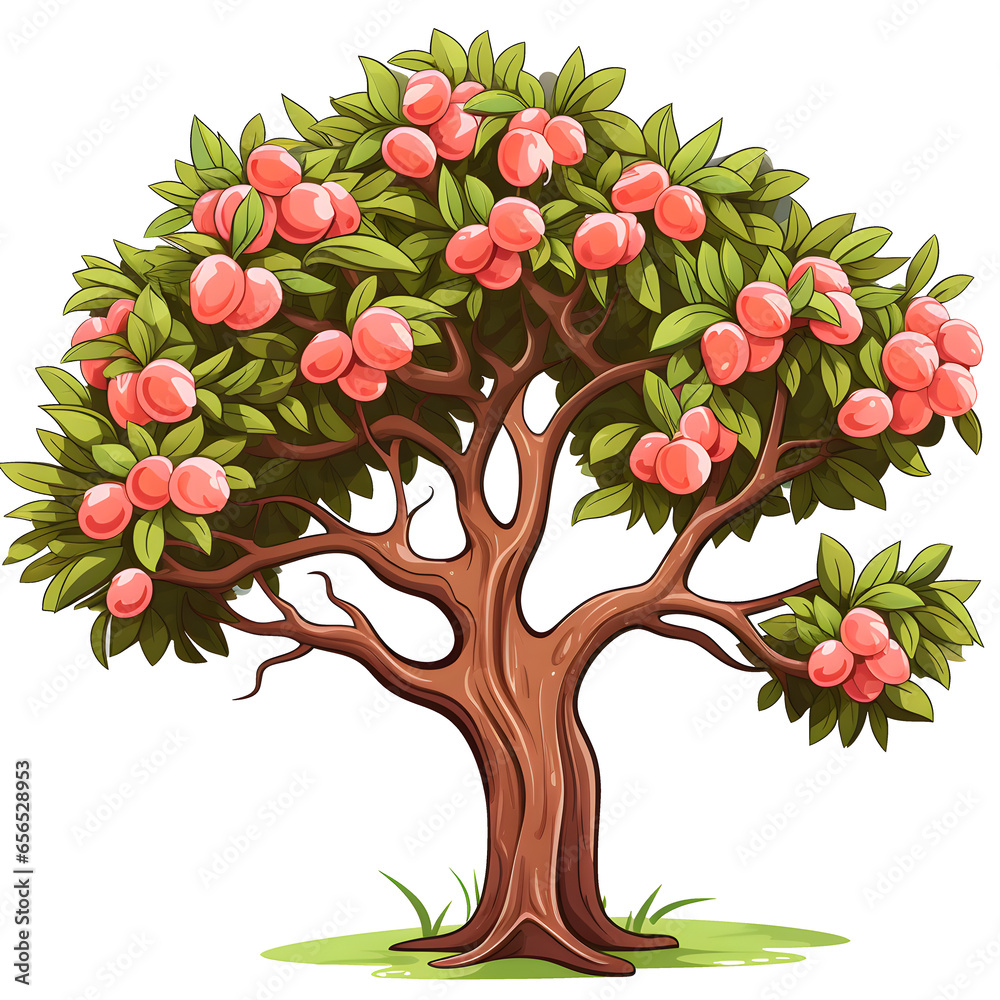 Cartoon clipart of peach tree, plant clipart, nature clipart, isolated ...
