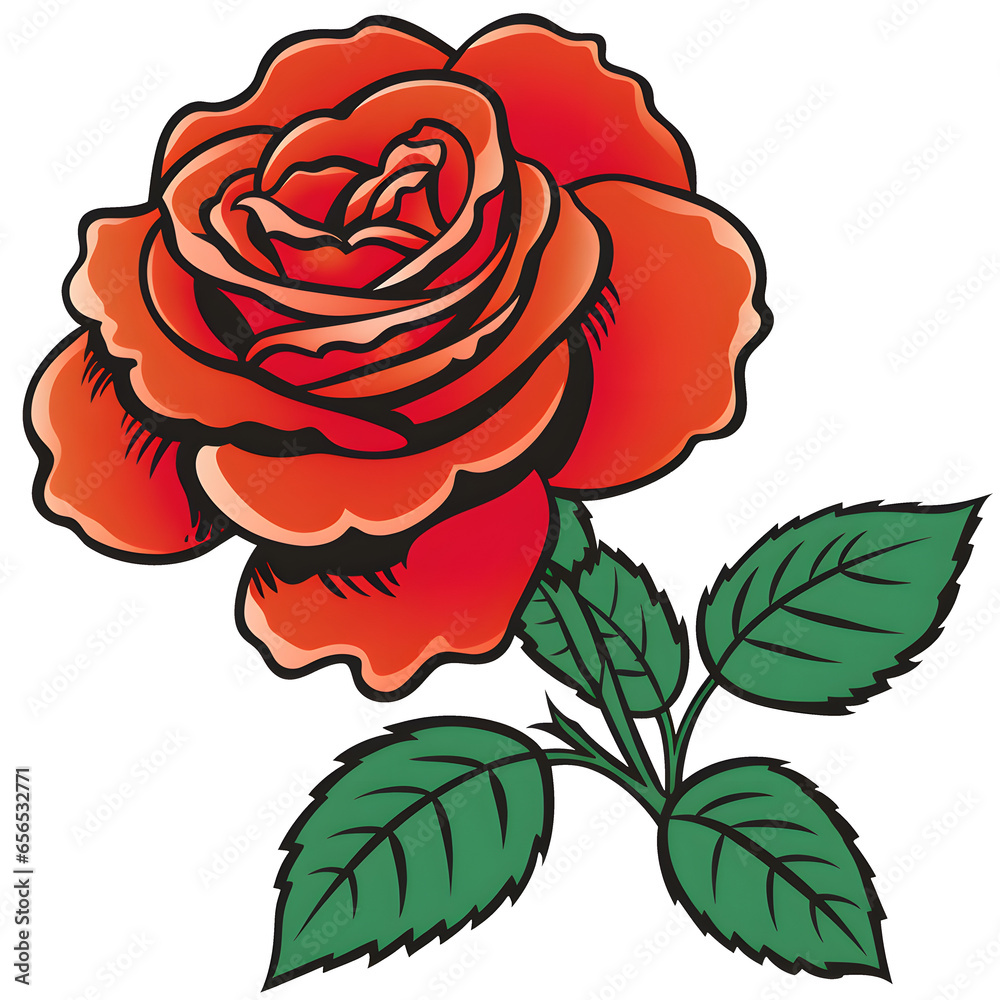 Cartoon clipart of a blooming rose, plant clipart, nature clipart ...