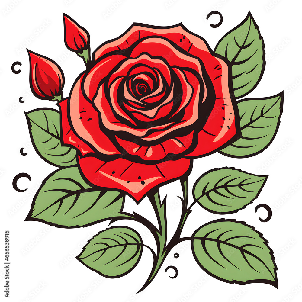 Cartoon clipart of rose, plant clipart, nature clipart, isolated on ...