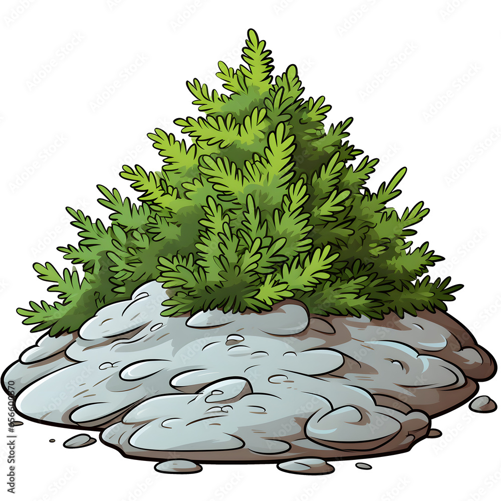 cartoon clipart of Silver Mound (Artemisia schmidtiana), plant clipart ...