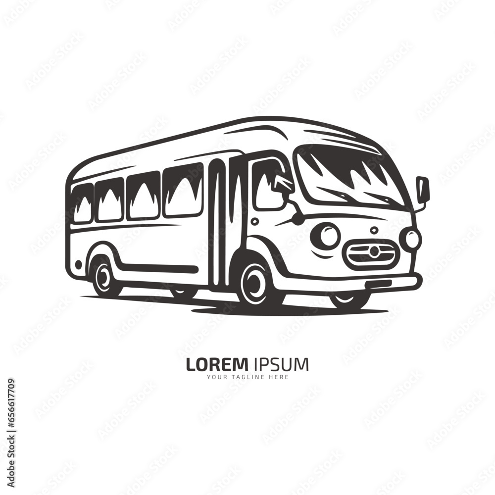Minimal and abstract logo of bus vector school bus icon student bus ...