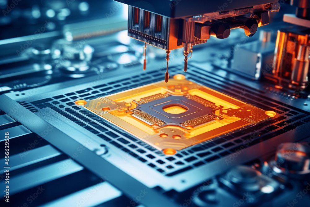 Macro view, production of semiconductor processors, manufacturing ...
