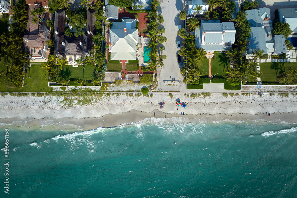 Wealthy waterfront residential area. Rich neighborhood with expensive ...