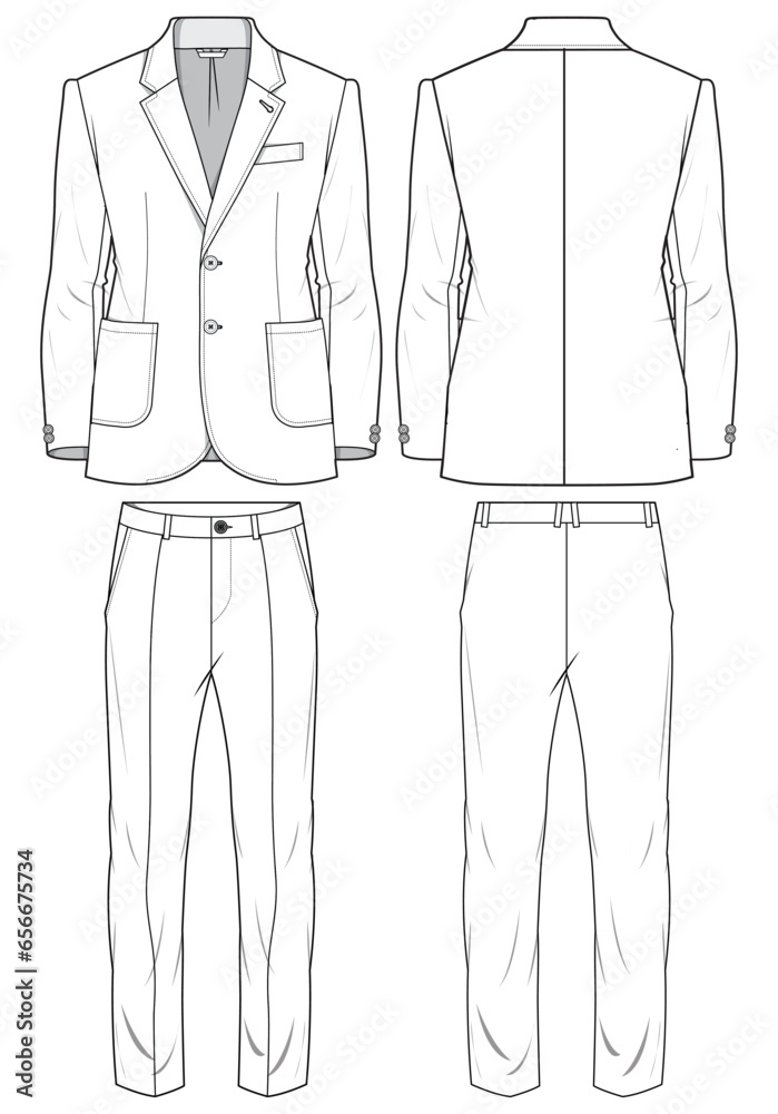 Men's Single breast notch lapel Blazer Jacket full suit with formal ...