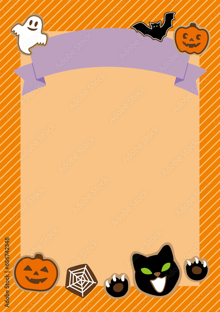 Halloween illustration A4 template with icing cookies of jack o ...