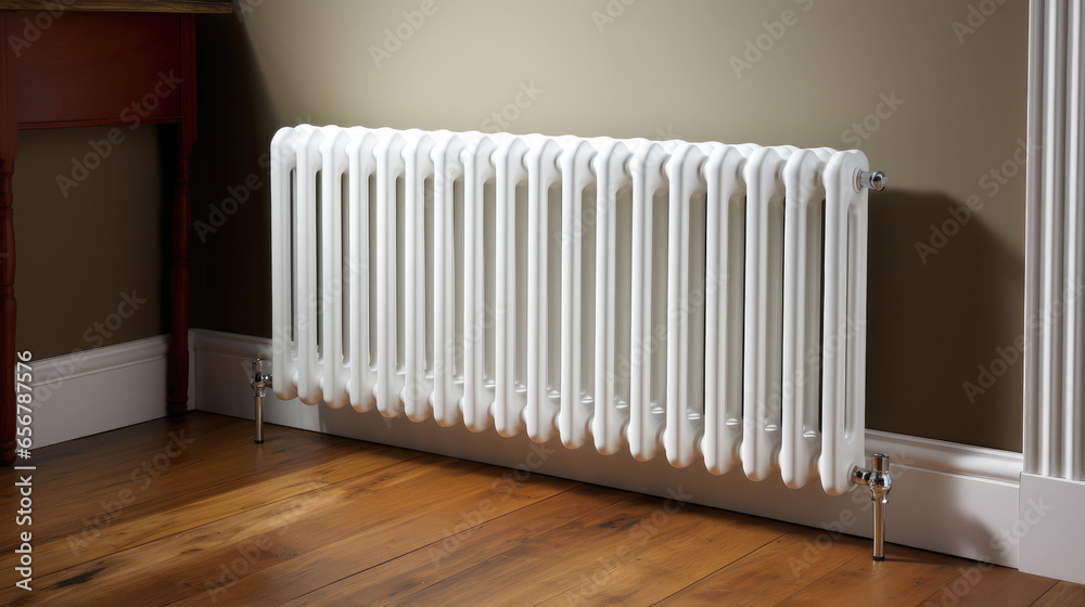Generative AI, steel panel vertical heating radiator in the interior ...