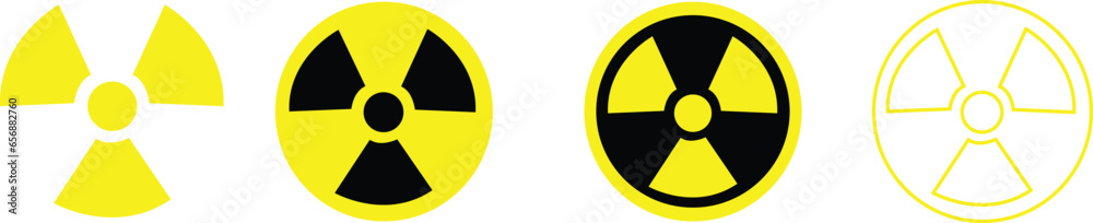 set of Radioactive icons nuclear symbol. Uranium reactor radiation ...