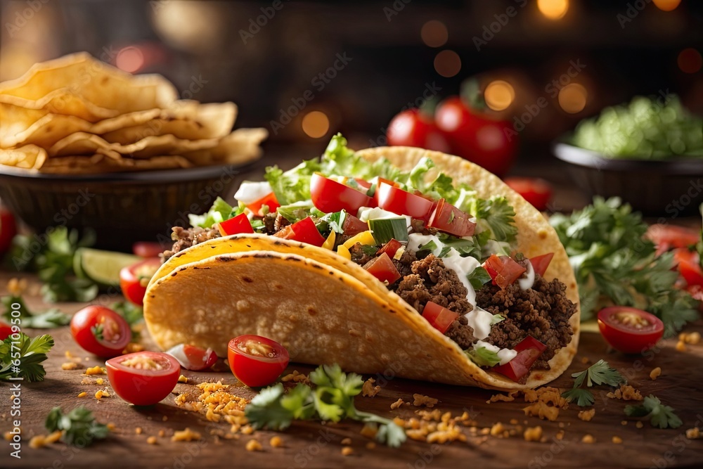 Hyper-Realistic Delicious High-Resolution Freshly Cooked Juicy Taco ...